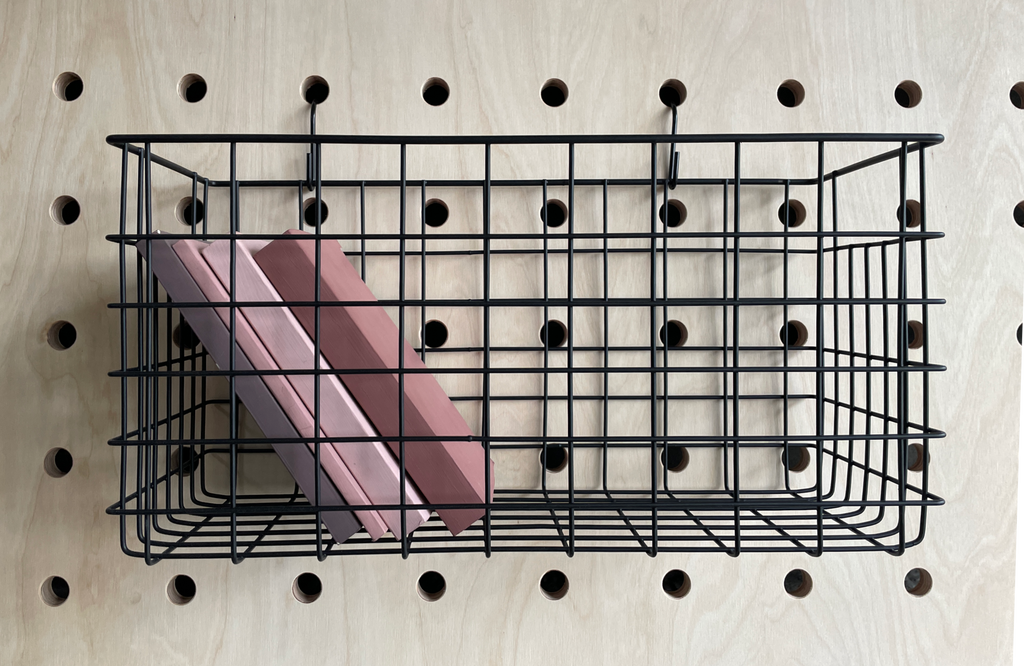 Slim black Wire Basket for Pegboards