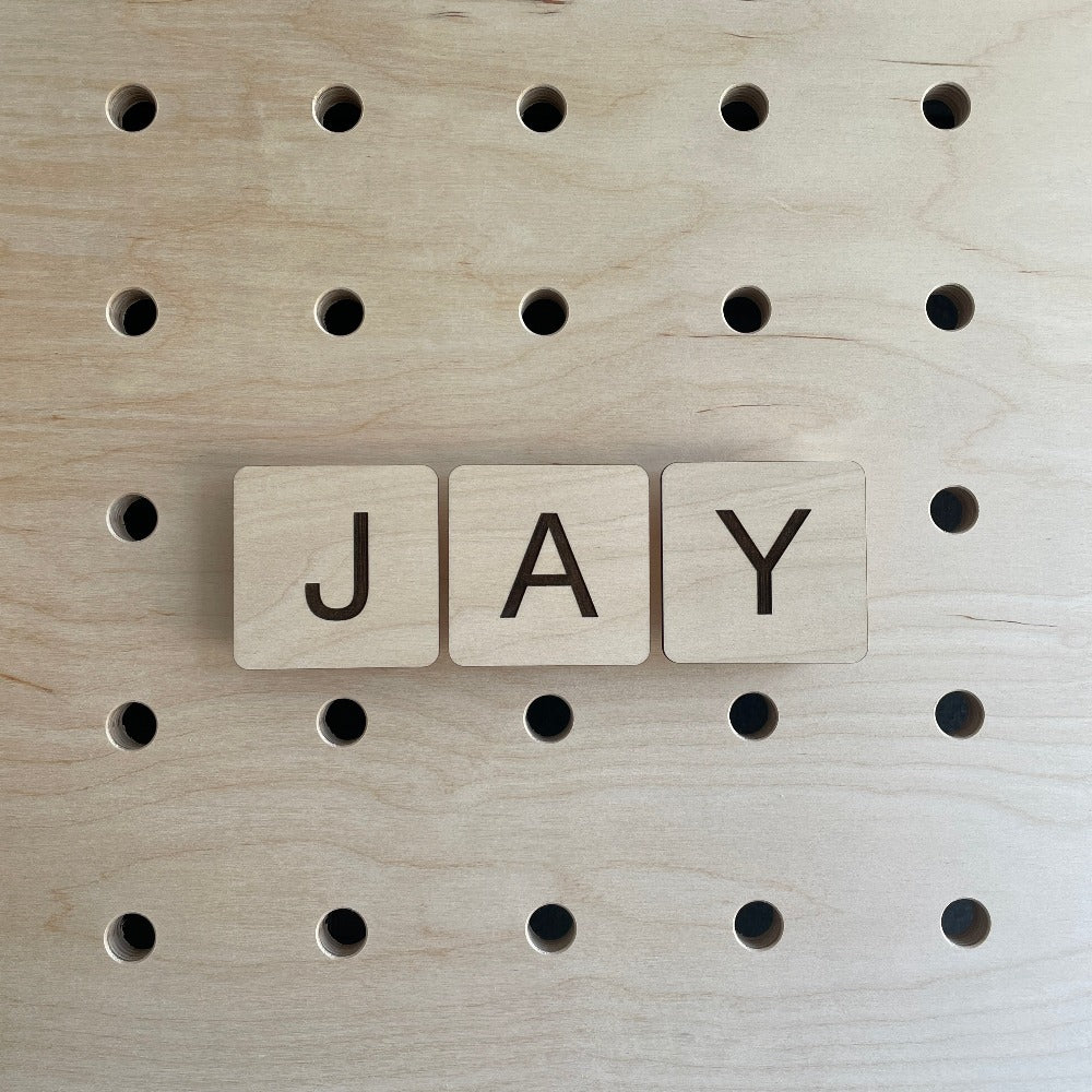 Plywood letters for pegboards