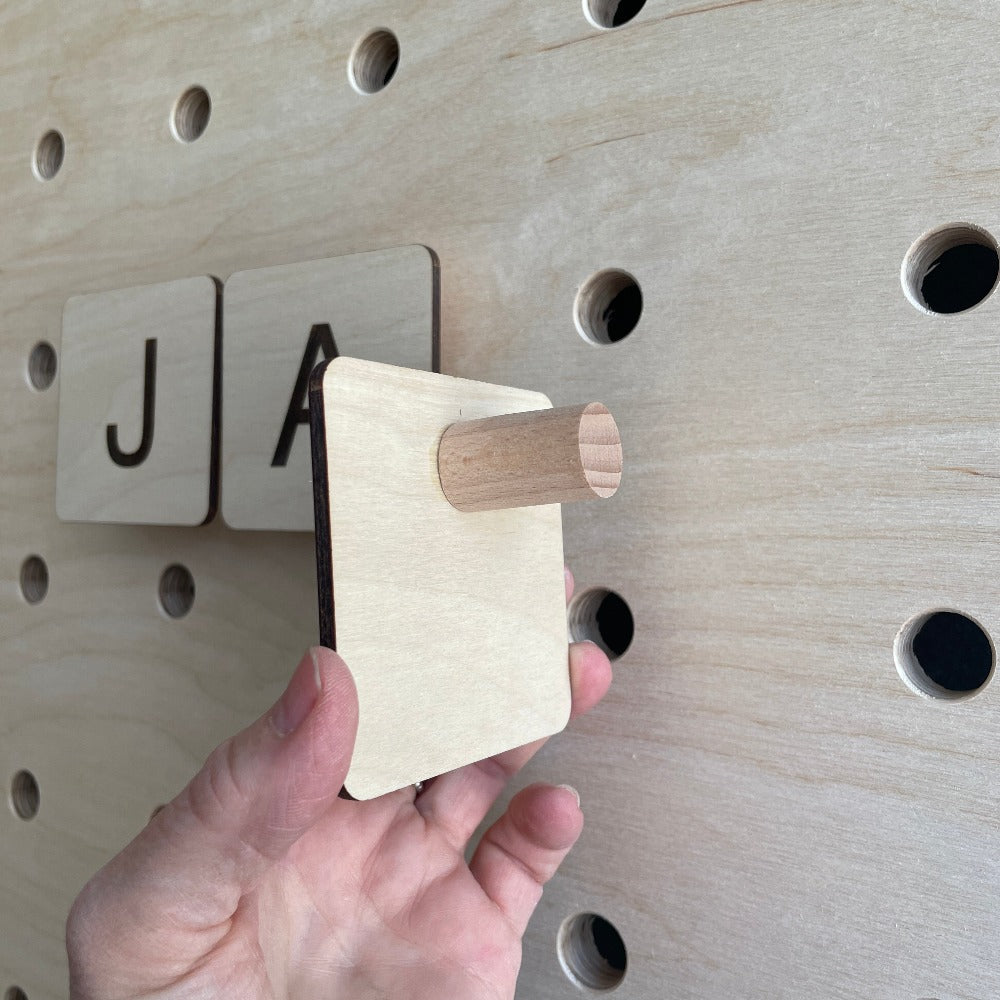 Plywood letters for pegboards