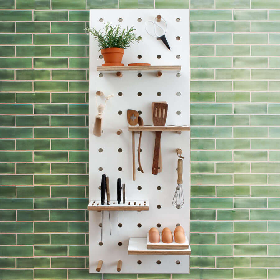 Chef's Edition Pegboard in white plywood for your kitchen